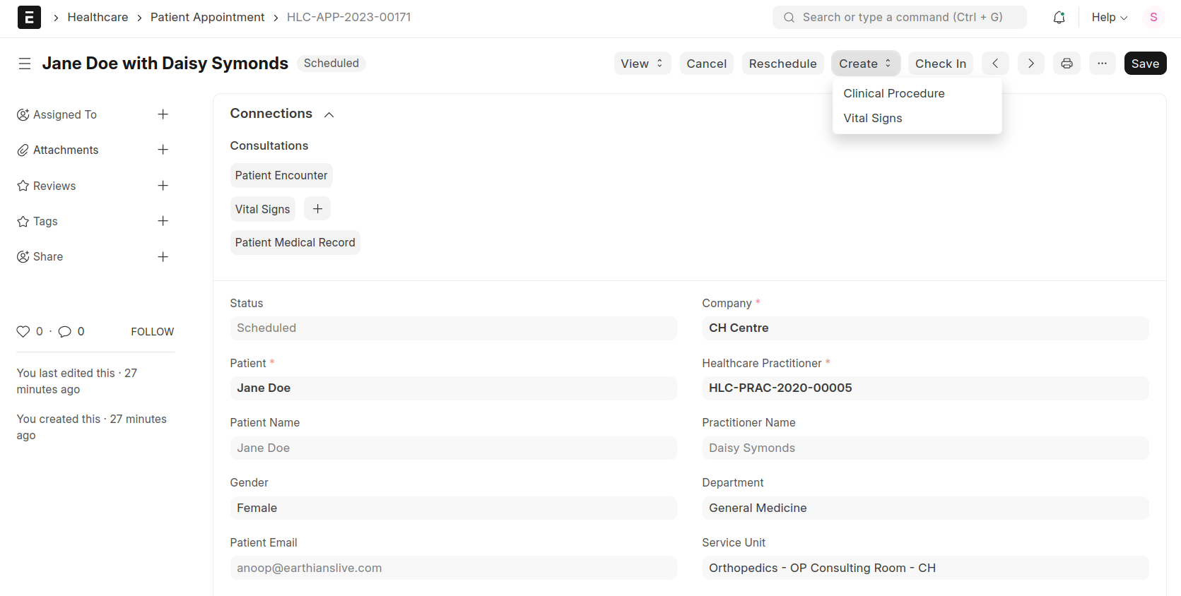 Frappe Health - Clinical Procedure